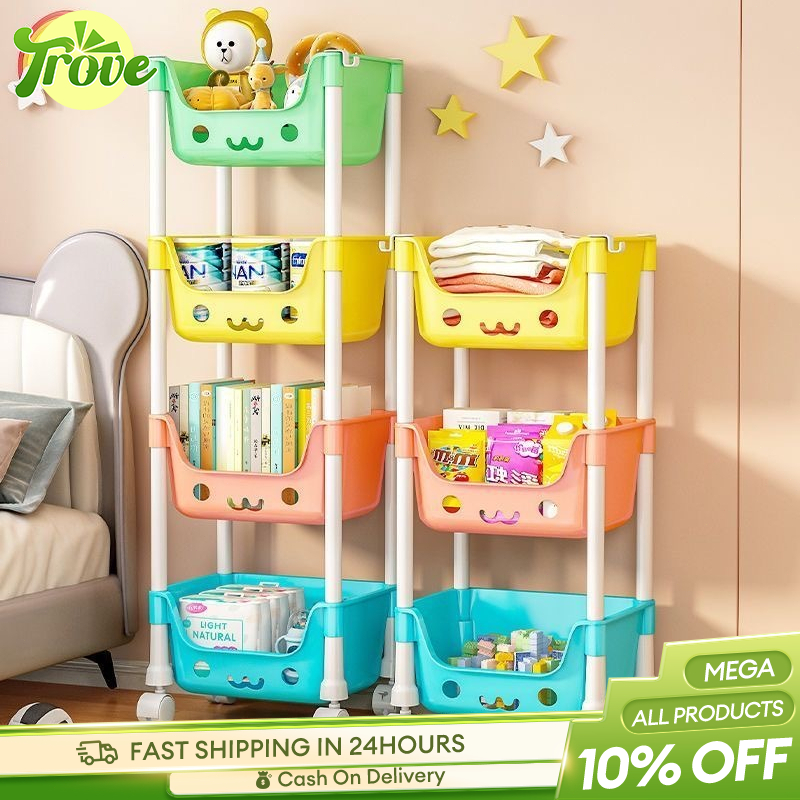 Trove Kids Toy Storage Rack Multifunctional Home Trolley Cart Organizer ...