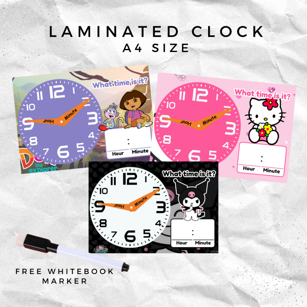 LAMINATED CLOCK FOR KIDS A4 SIZE | FREE MARKER | Shopee Philippines