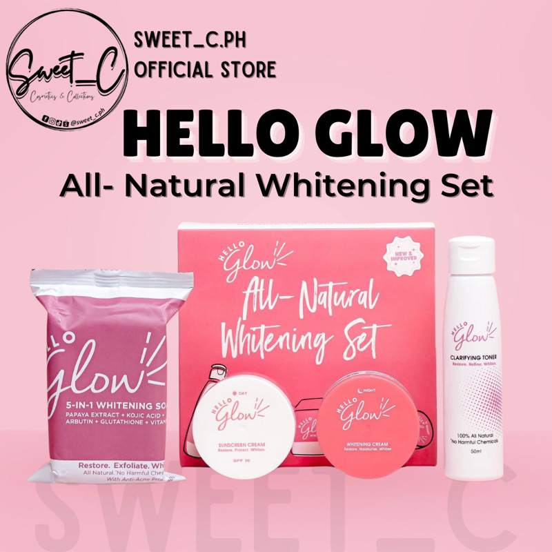 Hello Glow All Natural Whitening Set | Shopee Philippines