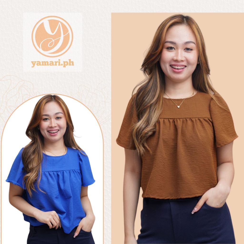 YAMARI.PH Charlotte oversized puff sleeves linen top for women | Shopee Philippines