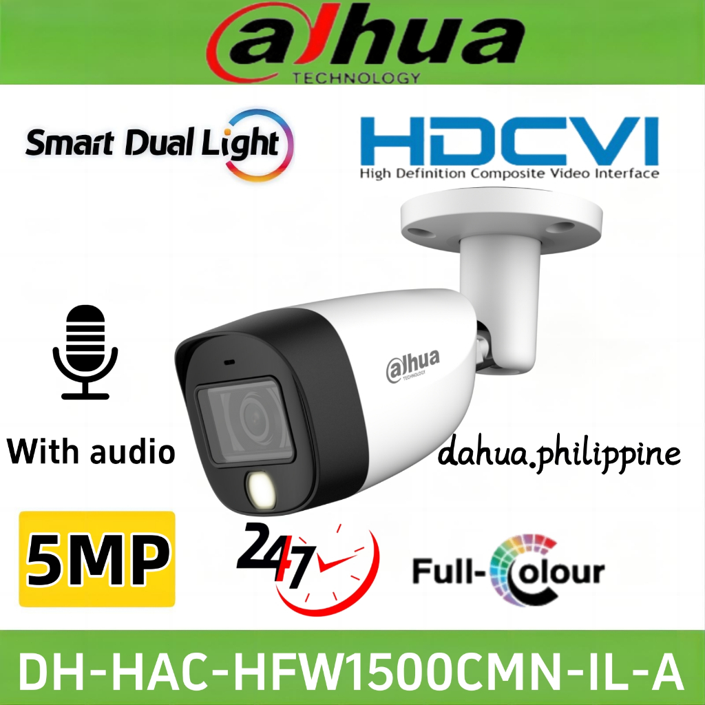 Dahua 5MP 2MP Full color Smart Dual Light HDCVI Fixed-focal Bullet Camera Built-in mic CCTV ...
