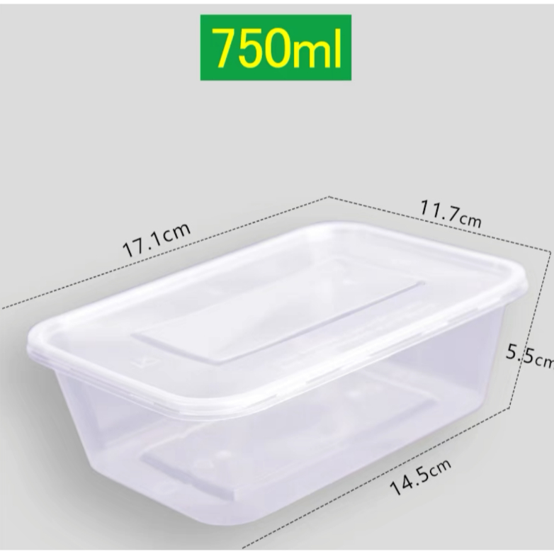 50pcs & 45pcs - Microwavable Plastic Container (Rectangular) With Lid ...