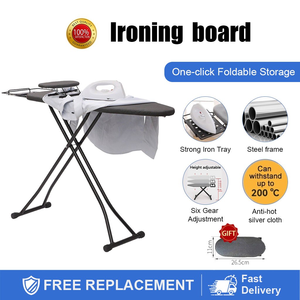 Ironing Board with Safety Iron Rest 6 Gears Height Adjustment iron ...