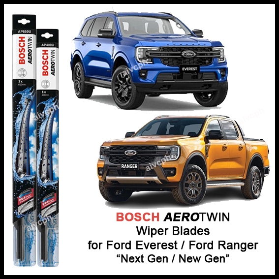 Ford Everest Ranger Next Gen New Gen Bosch Aerotwin Wiper Blade Blades Set 26 16 inches NOT HOOK ...