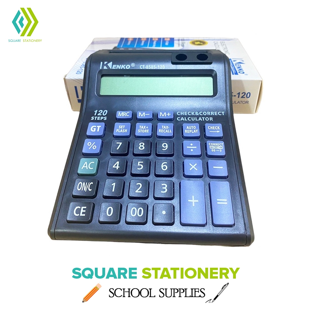 Square Stationery Dual Large Screen Basic Calculator Check & Correct ...