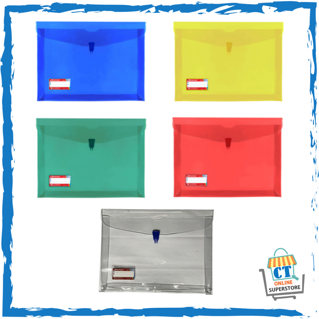 Adventurer Expanding Plastic Envelope Colored Transparent Pushlock Type ...