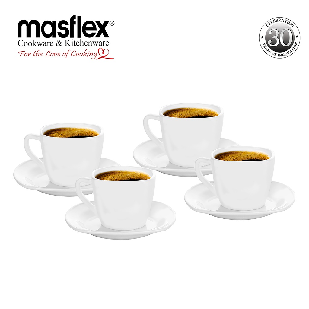 Masflex by Winland 8 Pieces 220mL Opal Cups and Saucers Set GB-0942 ...