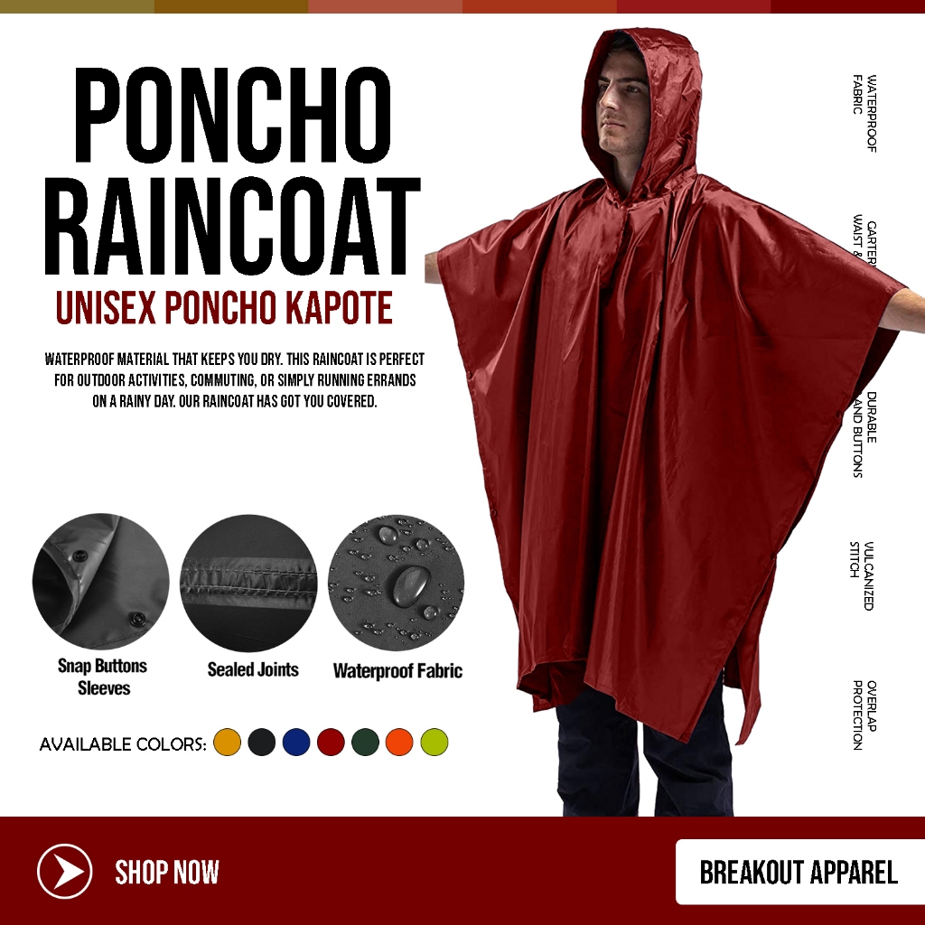 PONCHO KAPOTE MOTORCYCLE RIDER RAINCOAT WITH BAG - GFY | Shopee Philippines