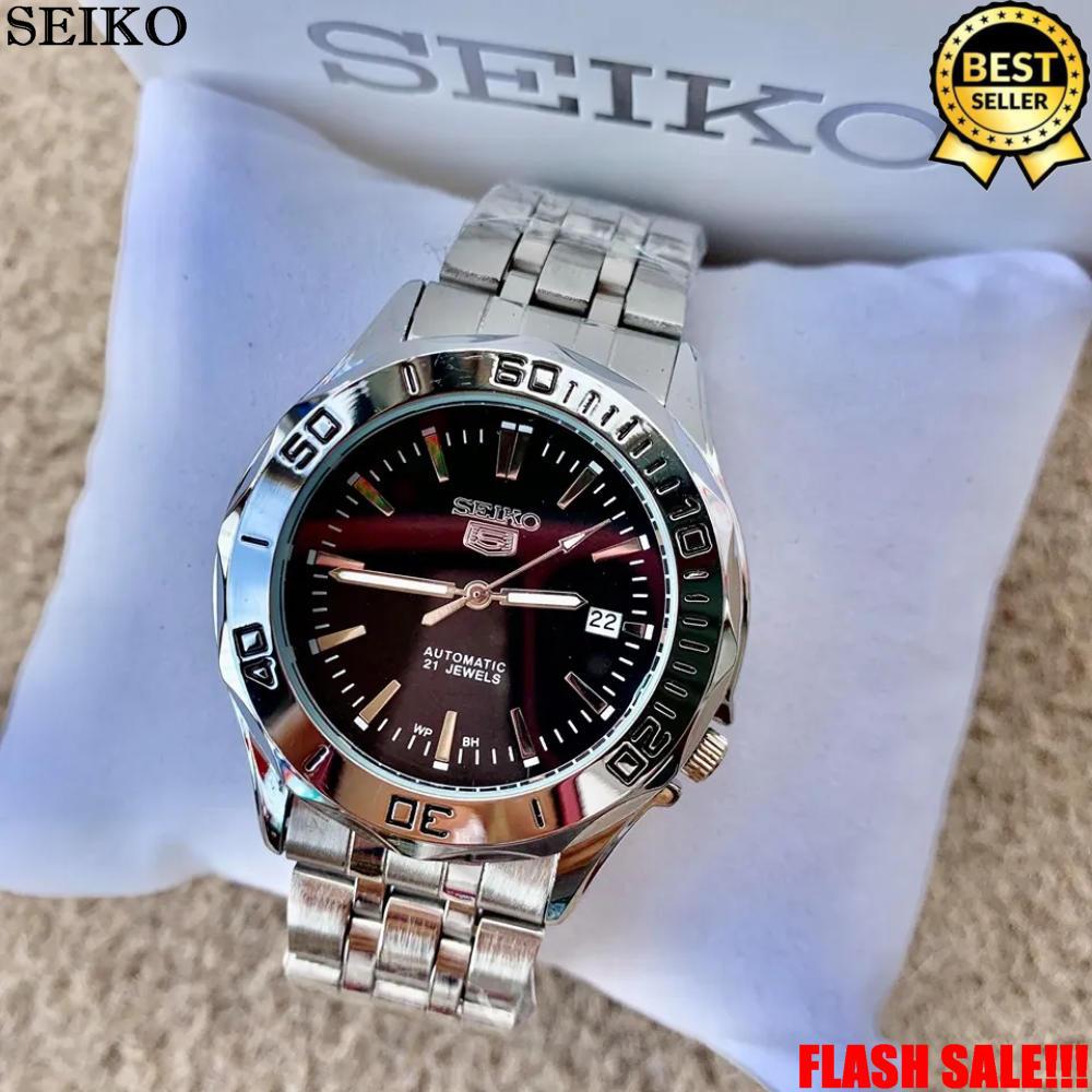Seiko 5 Sports Expensive Automatic Date 21 Jewels Black Dial Stainless ...