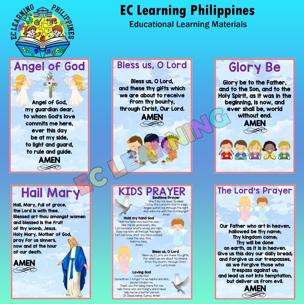 Prayers Laminated Wallcharts for Kids - EC LEARNING PHILIPPINES ...