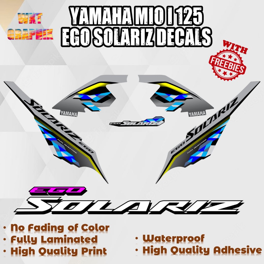 YAMAHA MIO i 125 EGO SOLARIZ DECALS (LAMINATED, WATERPROOF, NO FADE ...