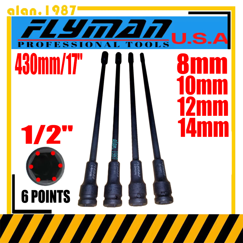 Flyman 1/2“ Drive Long Deep Socket 17"（8-14mm) | Shopee Philippines