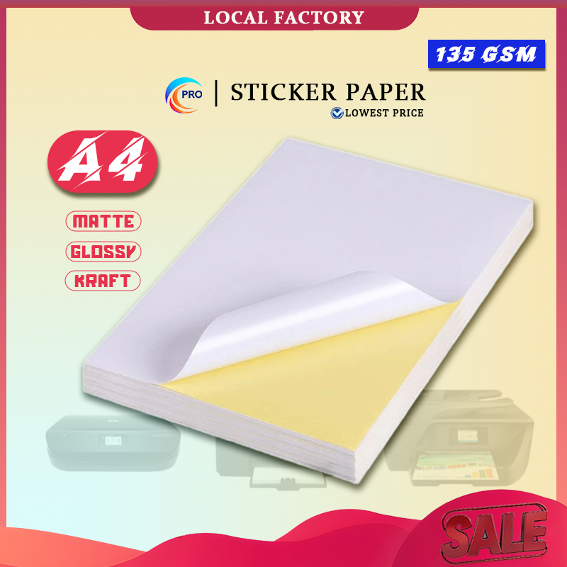 High-Quality A4 Printable Sticker Paper - 135gsm Matte/Glossy/Kraft for ...