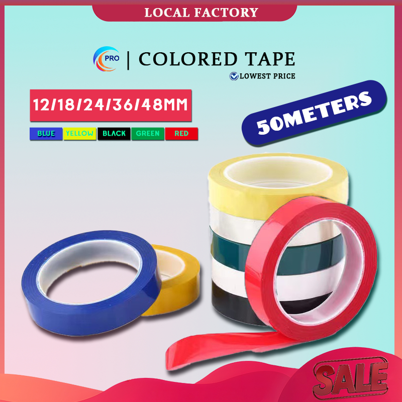 Colored Packaging Tape - 12/18/24/36/48mm x 50M Adhesive Carton Sealing ...