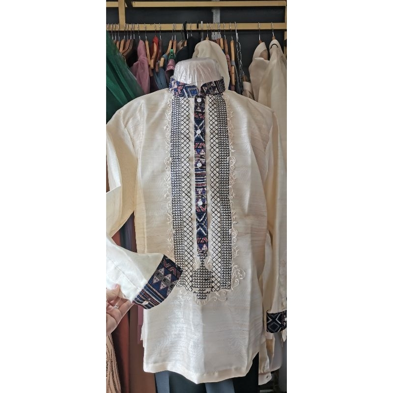 MODERN BARONG TAGALOG | CHINESE COLLAR | Ethnic Design | Navy Blue ...