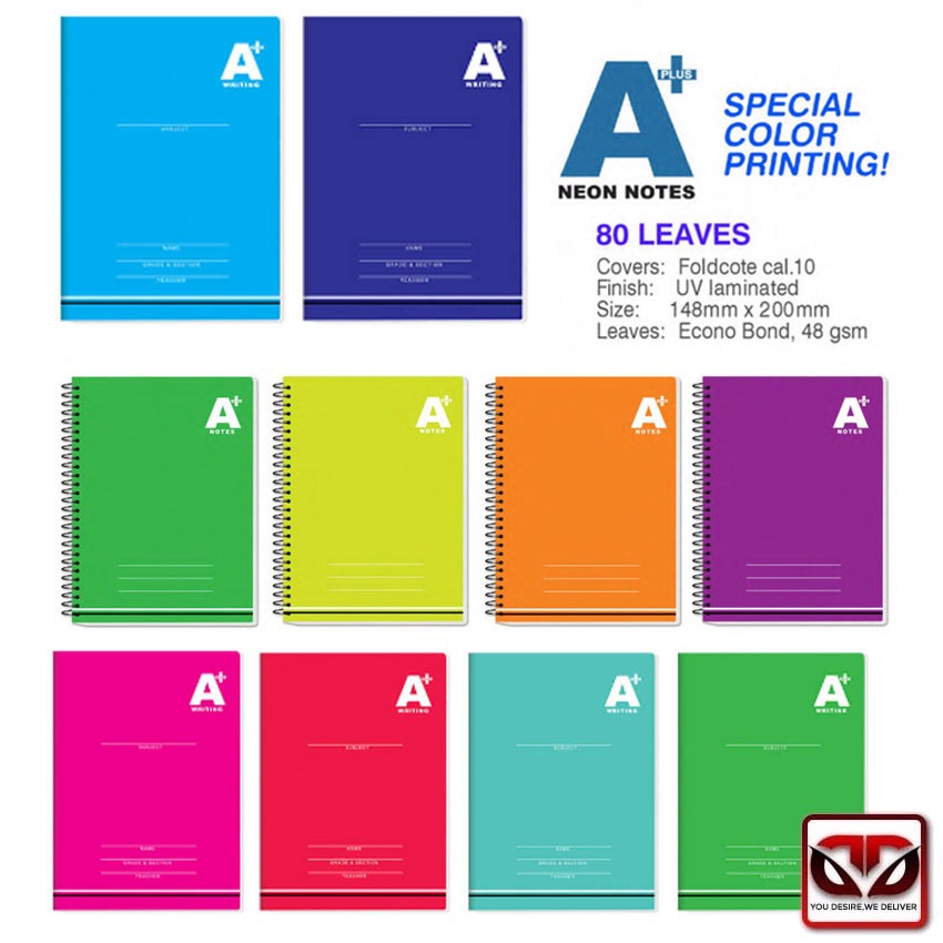 D&D Advance A+ Neon Notes Notebooks | Composition Writing | Spiral ...