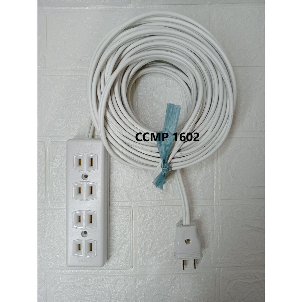 10 meters Spring type Extension cords wire outlet (4) Four gang flat ...