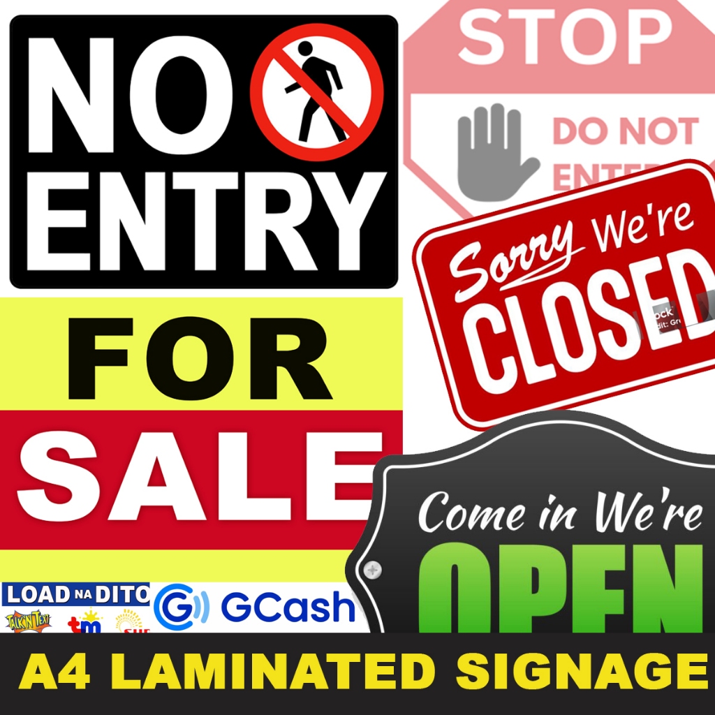 LAMINATED SIGNAGES A4 SIZE (LOAD NA DITO , SARI-SARI STORE, ETC ...