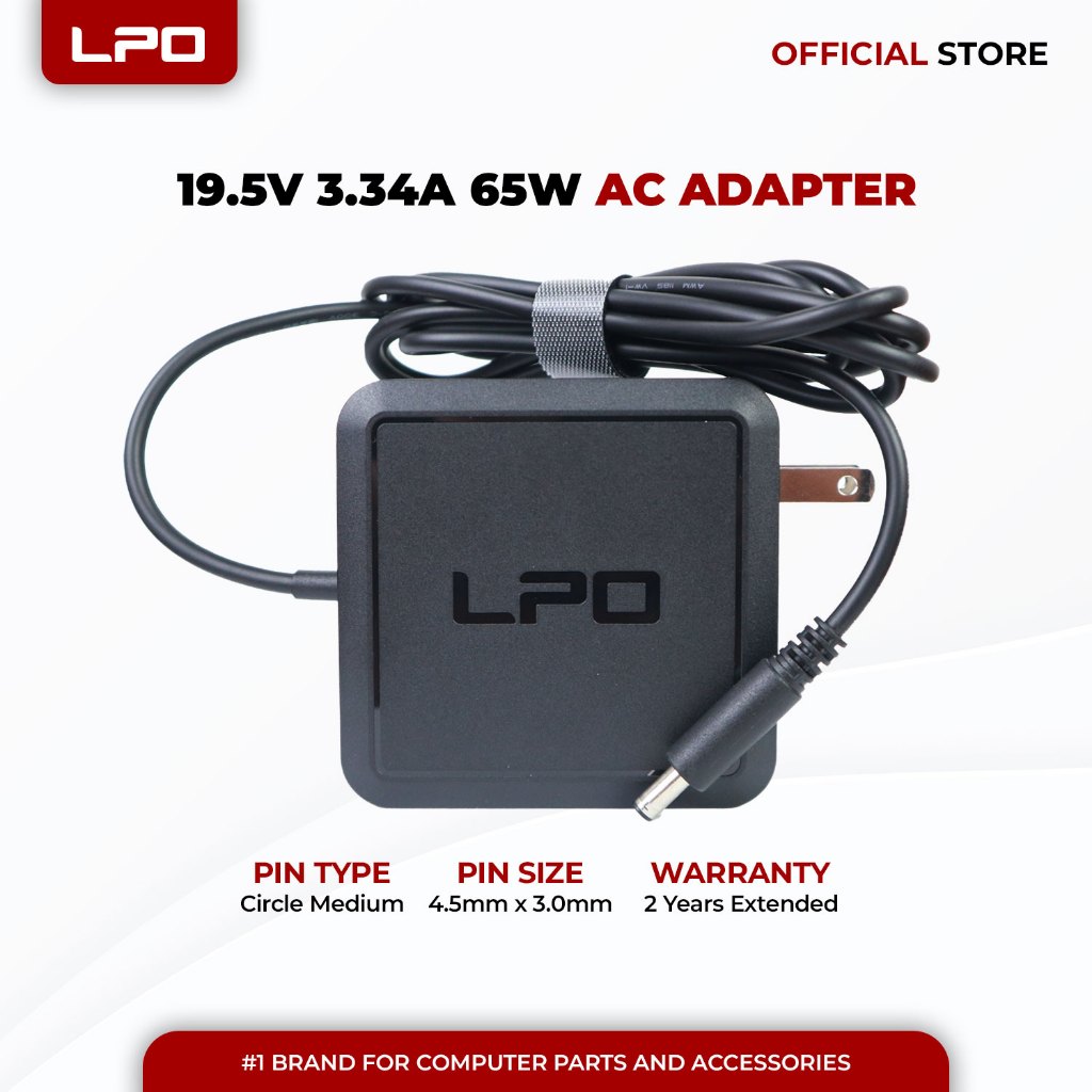 LPO Original Laptop Charger 19.5V 3.34A 65W 4.5mm x 3.0mm Circle Medium ...