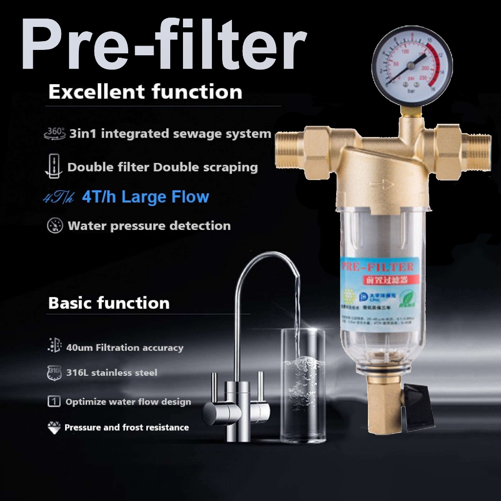 Pre-Filter Syste 40 Micron Filtration Reusable Whole House Spin-down ...