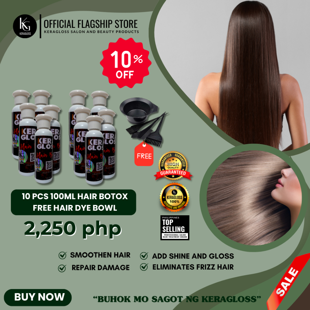 KERAGLOSS HAIR BOTOX BOTANICAL FORMULA - 10PCS 100ml + FREE HAIR BOWL ...