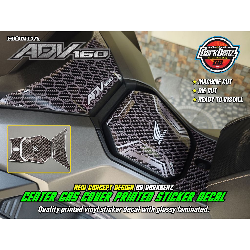 Honda ADV 160 New Concept Center Gas Cover Printed Sticker Decals ...