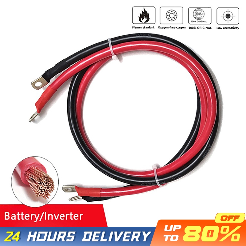 2 Pair Battery Connection Cable Copper Wire with Lugs Car Inverter Wire ...