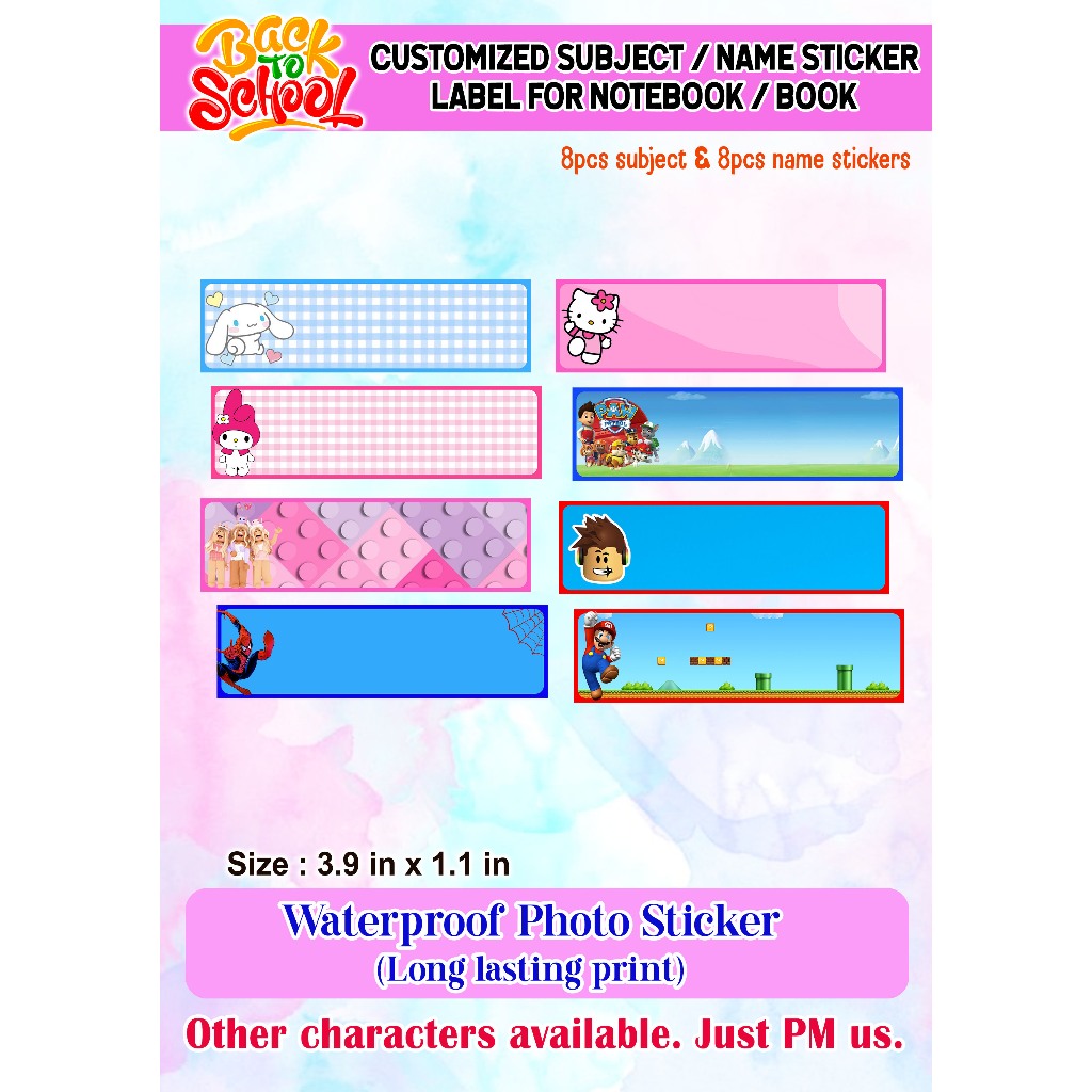 personalized name and subject stickers 16pcs / 8pcs | Shopee Philippines