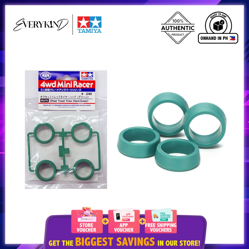 Tamiya Mini 4WD Model Mini 4WD Offset Tread Tire (Hard / Green)95278 ...