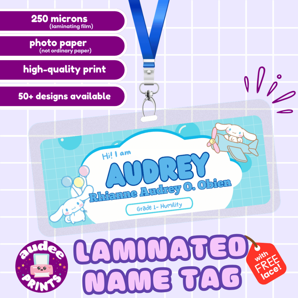 Laminated Name Tag Name Plate for Kids with Free Lanyard/Lace | Shopee ...