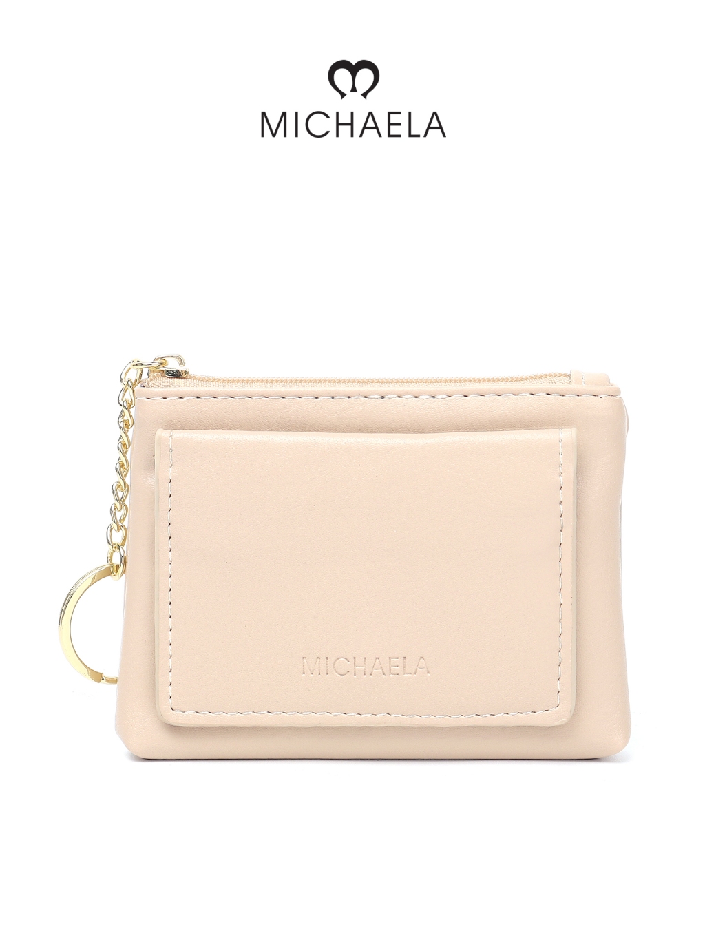 MICHAELA Small Wallet with Keychain 5 Card Holders Zipper Coins Pocket ...