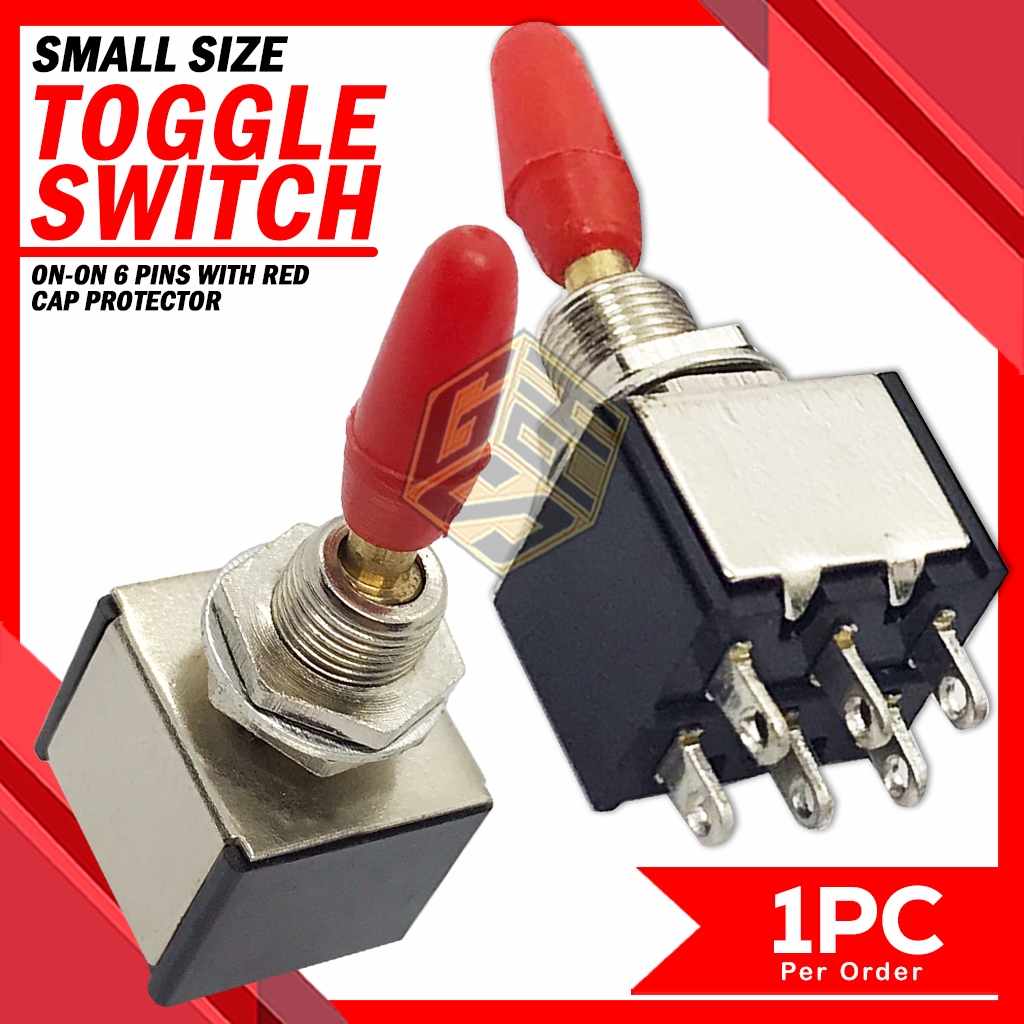 Toggle Switch Small ON-ON 6 Pins With Red Cap Protector | Shopee ...