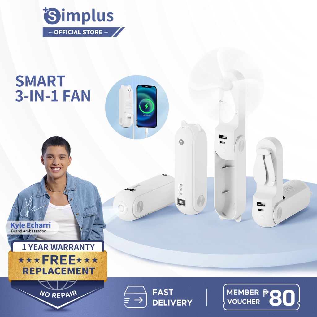 Simplus Fan Rechargeable Portable Handheld (Multi-function) | Shopee ...