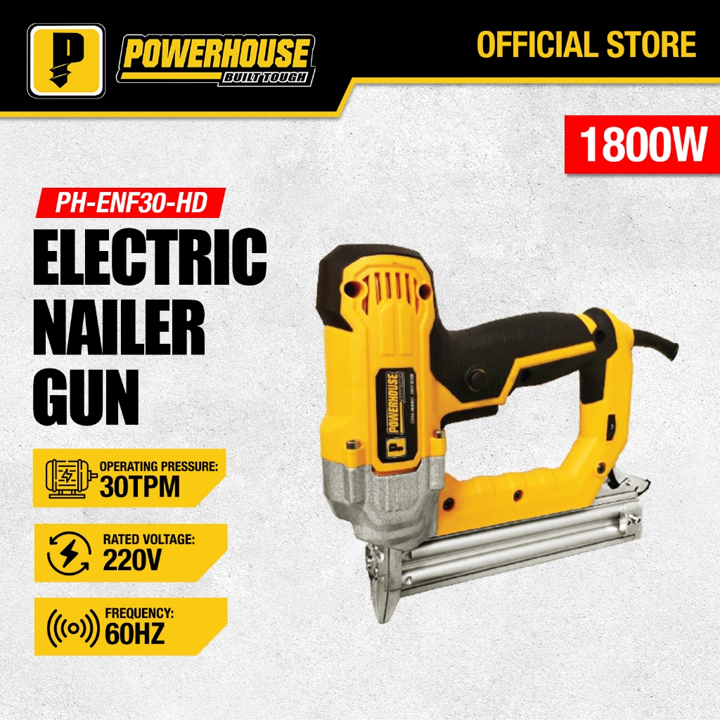 POWERHOUSE USA Electric Nailer Gun With Adjustable Pressure And Anti ...