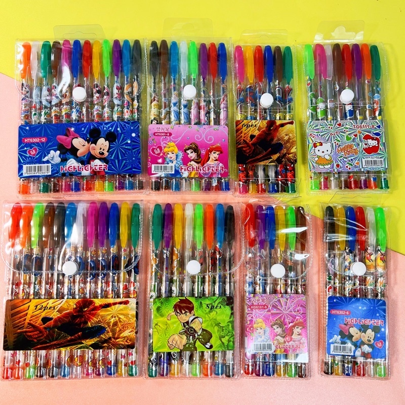 Glitter Gel Pen 6pcs/8pcs/12pcs/ Set Metal Colored Pens Random Designs ...