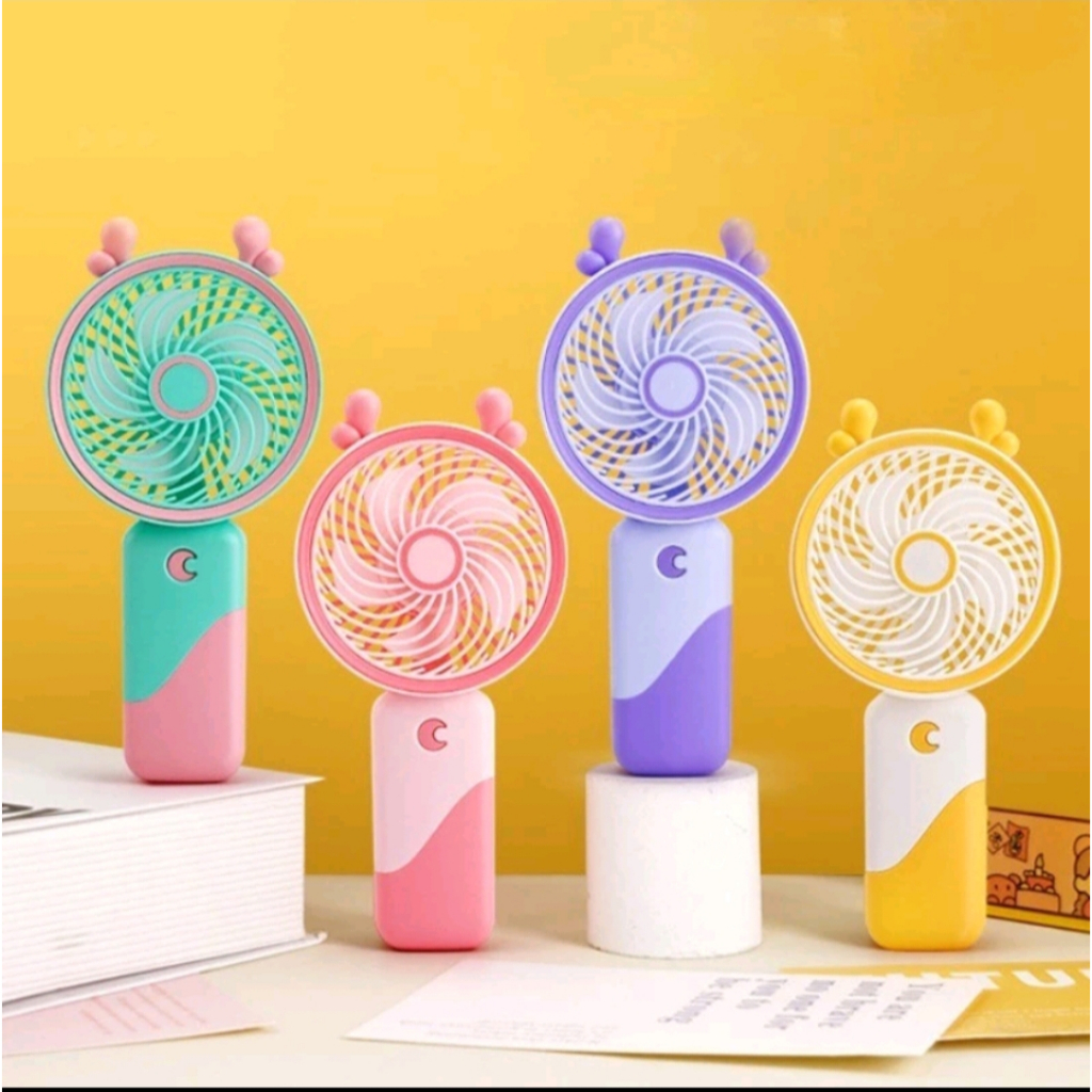 Moon-shaped button Hand fan New Rechargeable Handheld fan w/ hanging ...