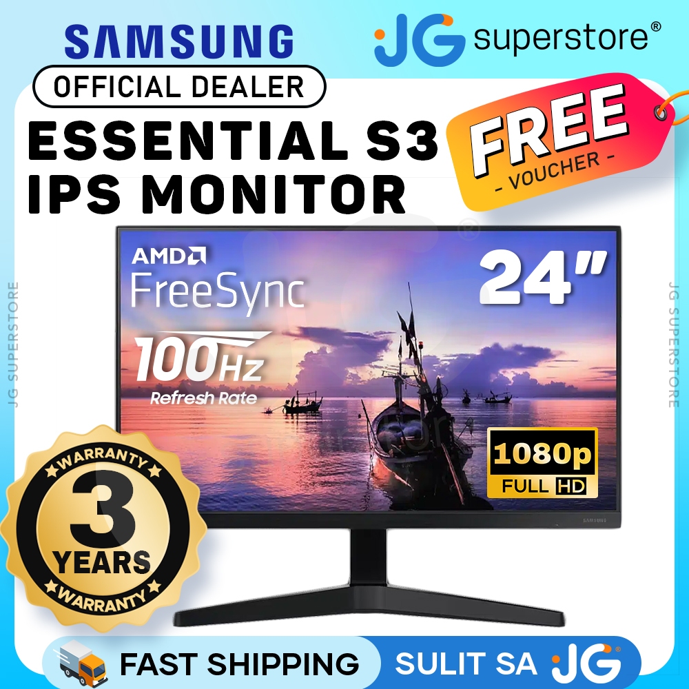 Samsung 24" 100Hz Full HD IPS Essential S3 Monitor LS24C330GAEXXP for ...