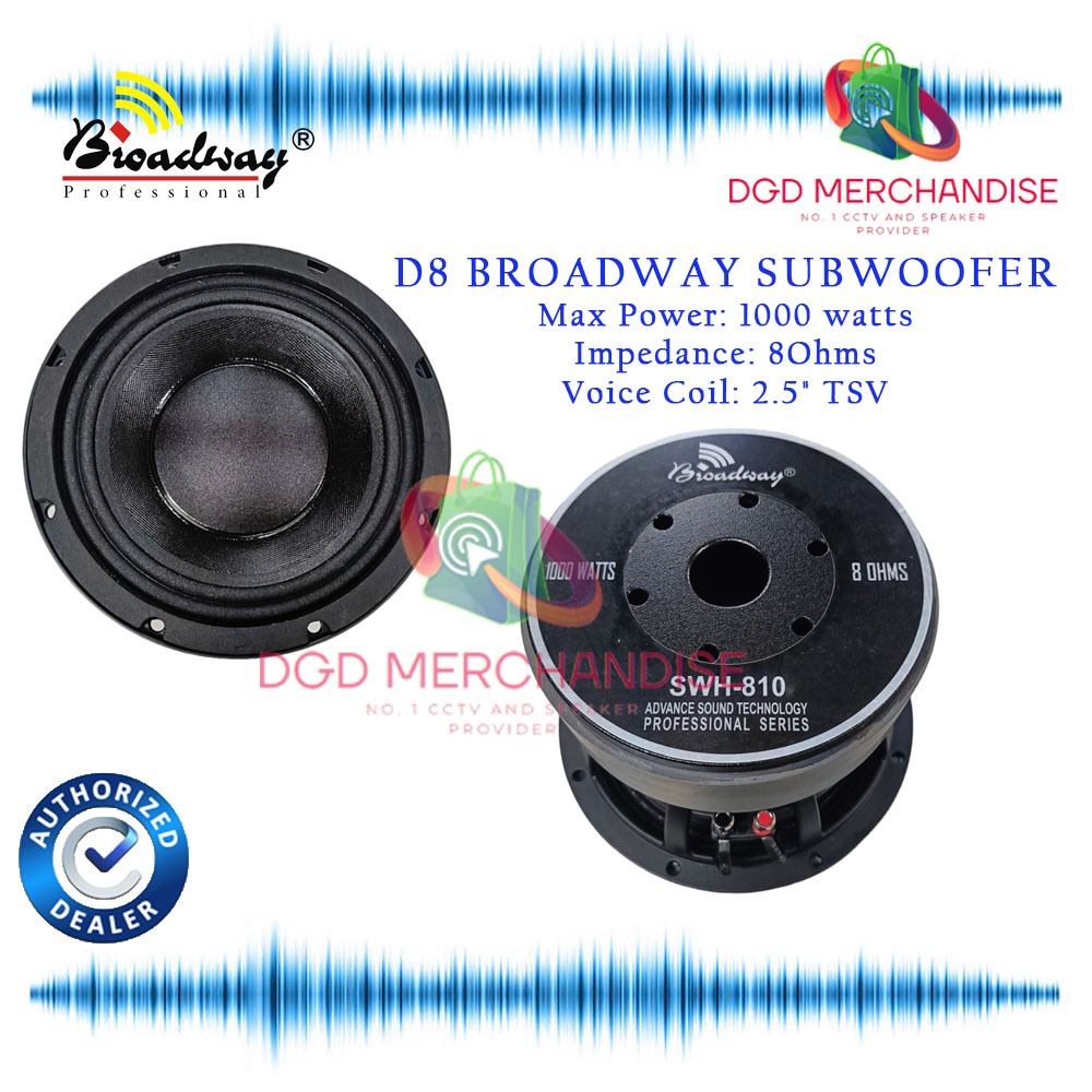 d8 1000watts broadway subwoofer SWH-810 PRO SPEAKER Double Magnet ...