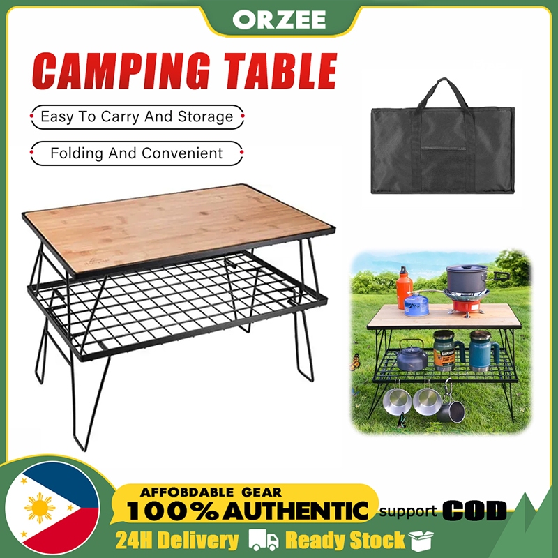 Steel Mesh Camping Rack Table Foldable Portable Stacking Storage Rack ...