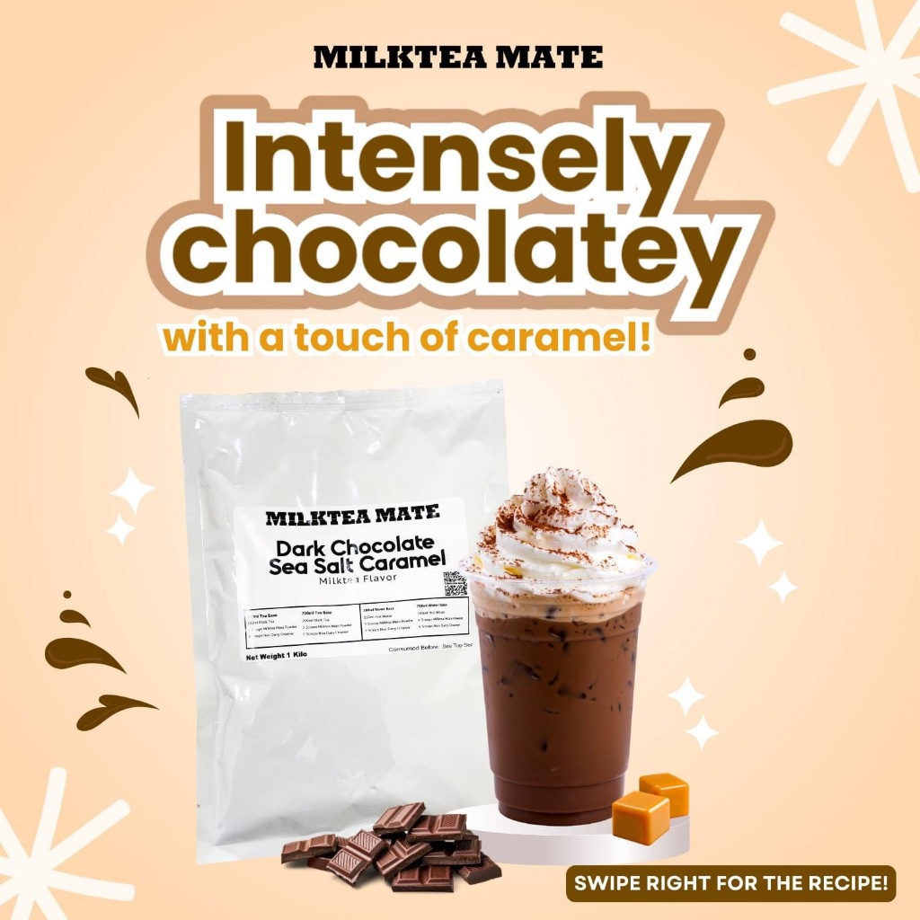 MLKT DARK CHOCOLATE SEA SALT CARAMEL MILKTEA FLAVORED POWDER | Shopee ...