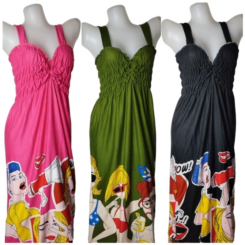 Long Dress Spaghetti Dress Duster Pambahay Daster Maternity Dress Fit ...