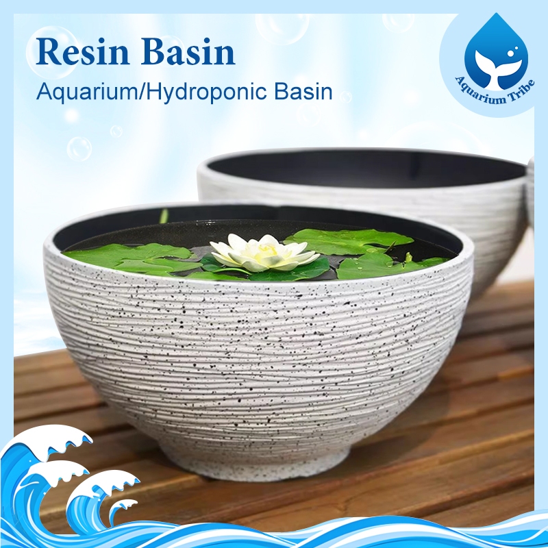 Resin fish tank Family balcony Hydroponic green planting round aquarium ...