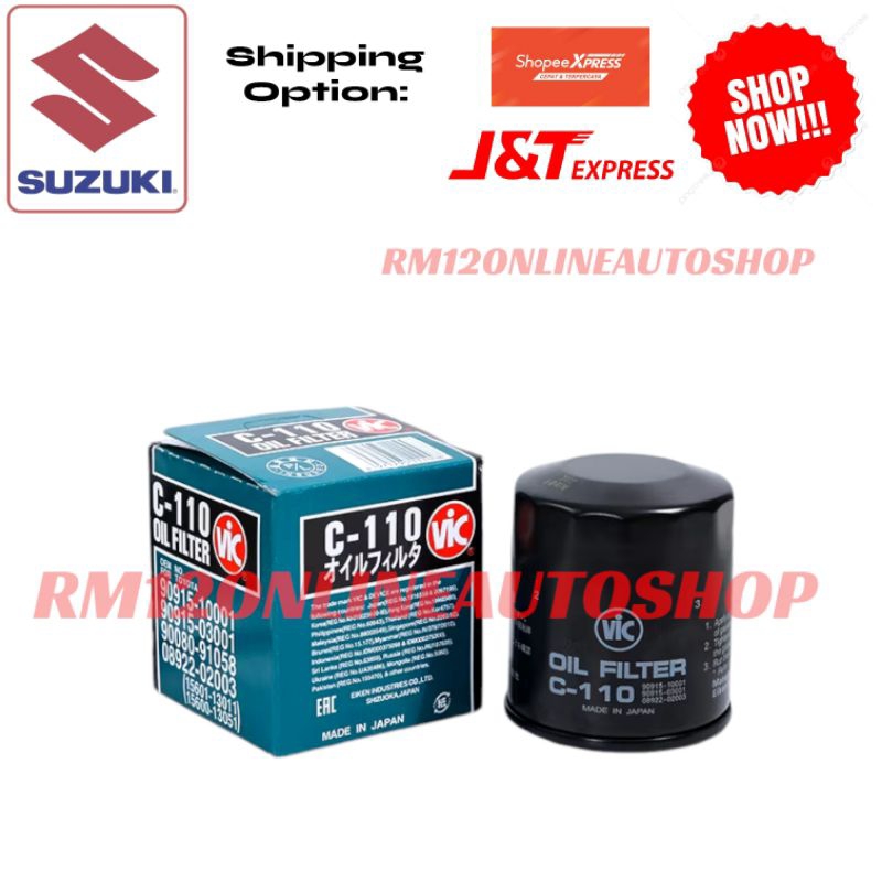 OIL FILTER C-110 FOR TOYOTA VIOS,SUZUKI MULTICAB,ALTIS,RUSH, WIGO ...