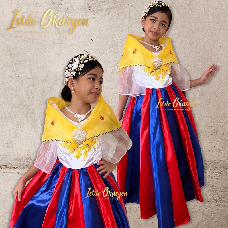 Modern Filipiniana FLAG COLORS Inspired for KIDS - Buwan ng Wika | Shopee Philippines