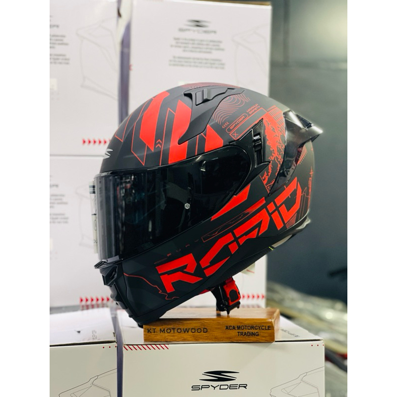 SPYDER FURY S8 Full-Face Dual Visor Helmet with FREE CLEAR VISOR (RAPID ...