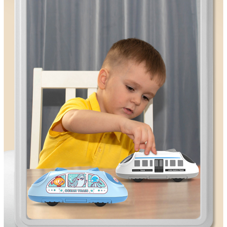 Children's double pull back train toy high-speed train simulation model ...