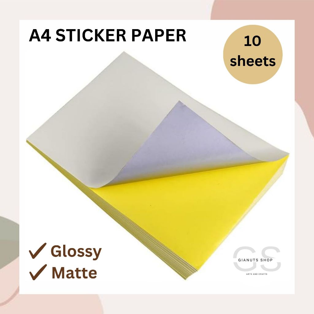 10 Sheets Paper Sticker A4 Printable Sticker Paper Matte or Glossy ...