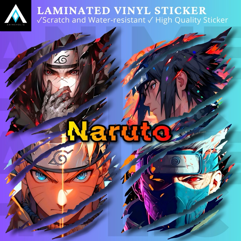 NARUTO SCRATCH DESIGN STICKERS NARUTO,KAKASHI,MADARA,SASUKE~ LAMINATED ...