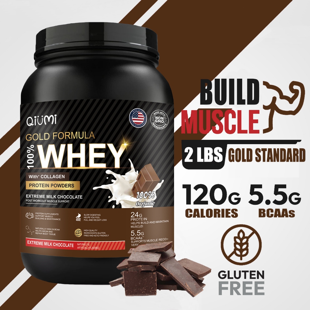 QIUMI 100% Whey Protein Powder Fast Absorption Post-Workout Muscle ...