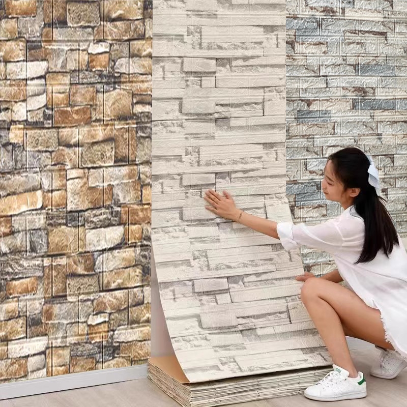 70X77CM Wallpaper Bricks Retro Self Adhesive Foam Sticker design ...